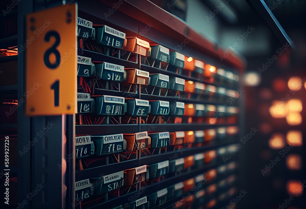 Sorting frame with letters and shelves in a post office. Delivery ...