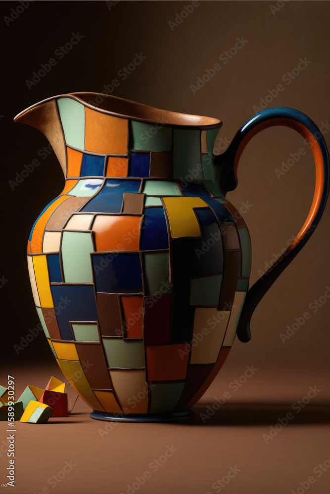 Mondrian-inspired Terracotta Pottery: Geometric Shapes and Bold Colors ...