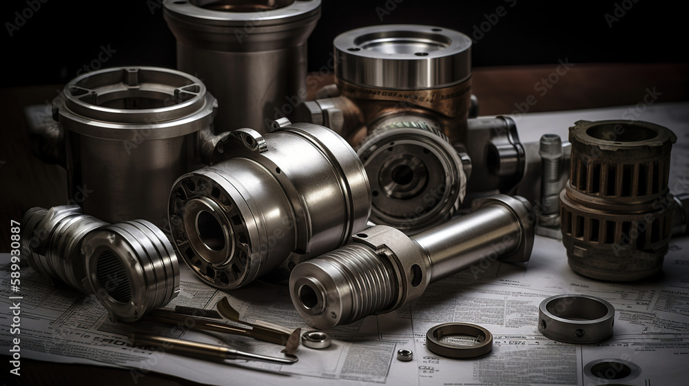 Engineer technician designing drawings mechanical parts engineering ...