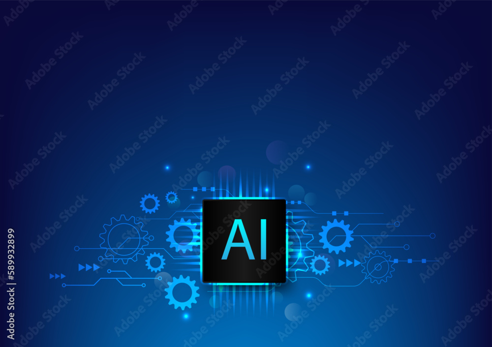 AI chipset with circuit arrow and gear. Chat with ai. GPT. Artificial ...