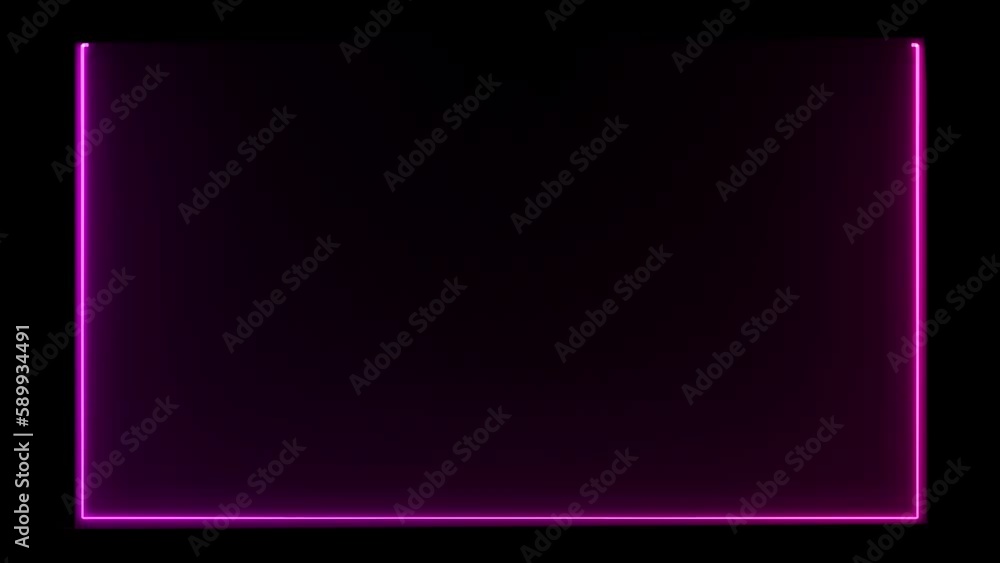 Abstract beautiful neon frame background animation .on the black screen ...
