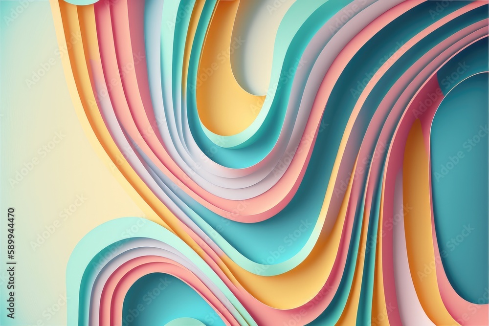 Abstract art of curve line in pastel color pattern. Concept of enormous ...