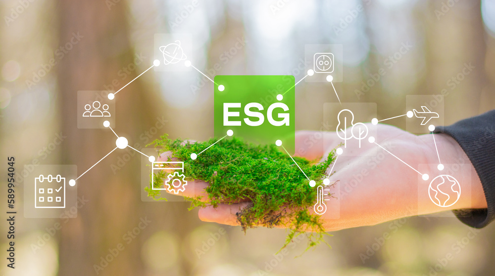 ESG icon concept in the hand for environmental, social, and governance ...