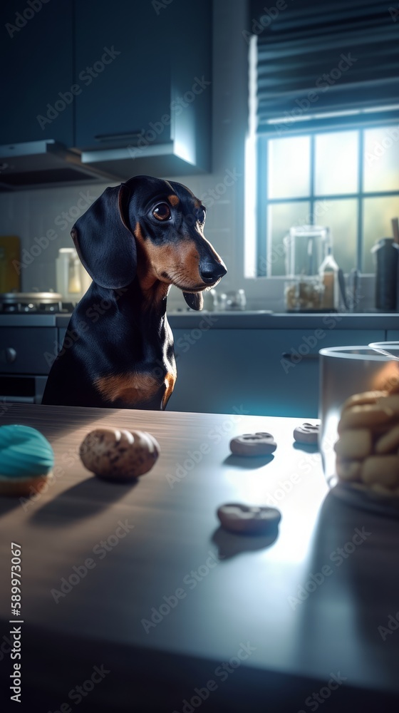 X-Ray Enhanced: Dark and Surreal Portrait of a Cute Dachshund Eyeing ...