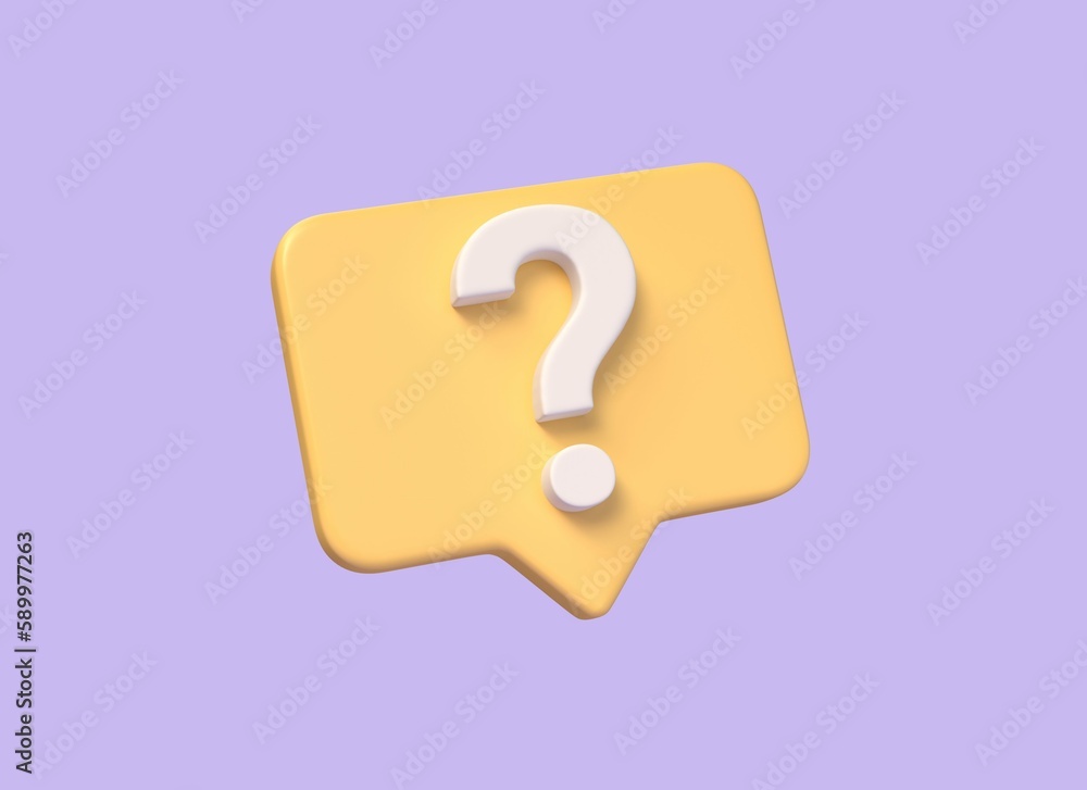 3d question mark icon on speech bubble.answers to frequently asked ...
