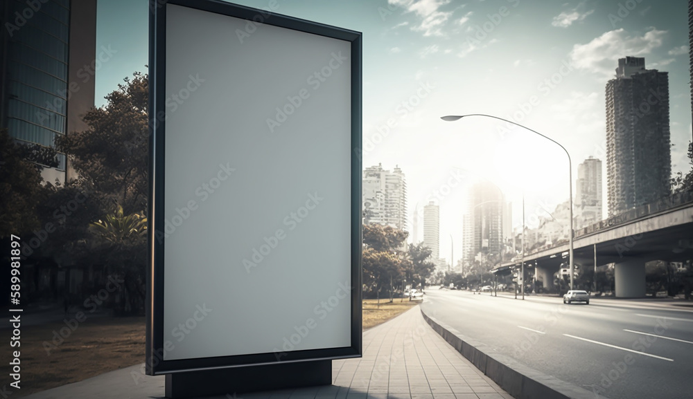billboard or blank poster, blank white mast banner mockup, front view ...
