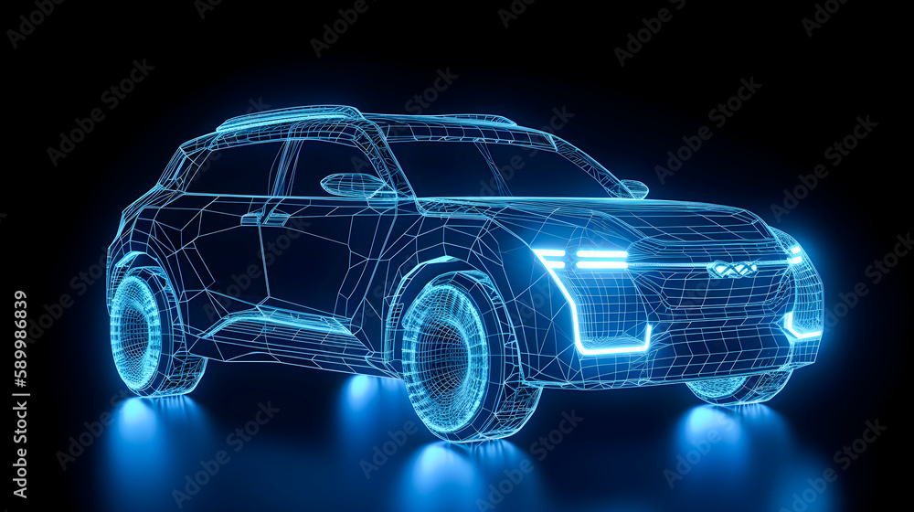 Modern Futuristic car wireframe concept with Augmented reality ...