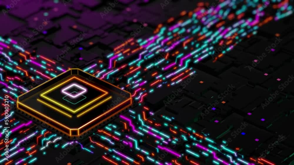 Brain animation and artificial intelligence stimulus. Futuristic human ...