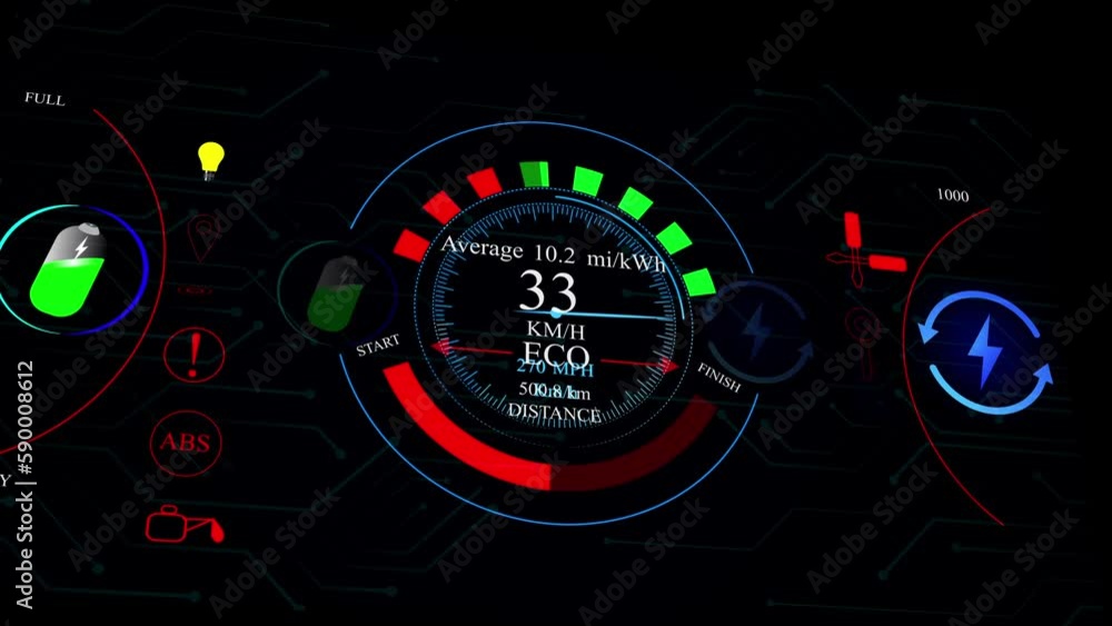Vidéo Stock Digital speed meter tachometer dashboard show Miles of cars ...