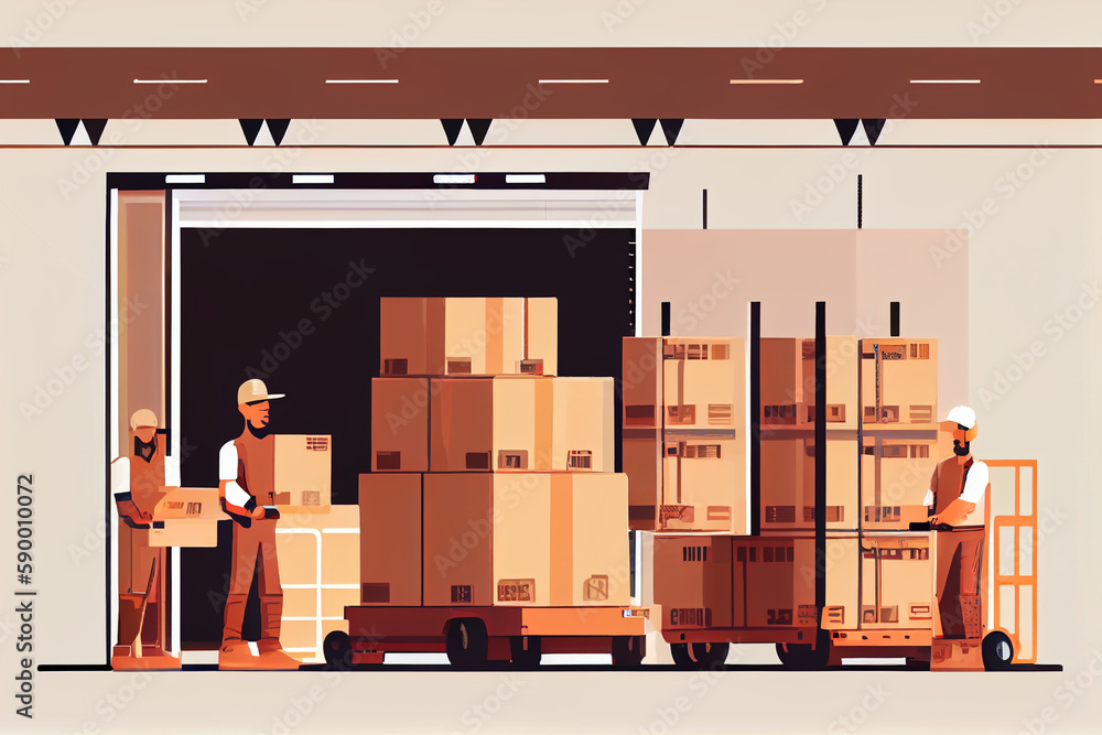 Photo & Art Print Loading and unloading goods and boxes in the ...