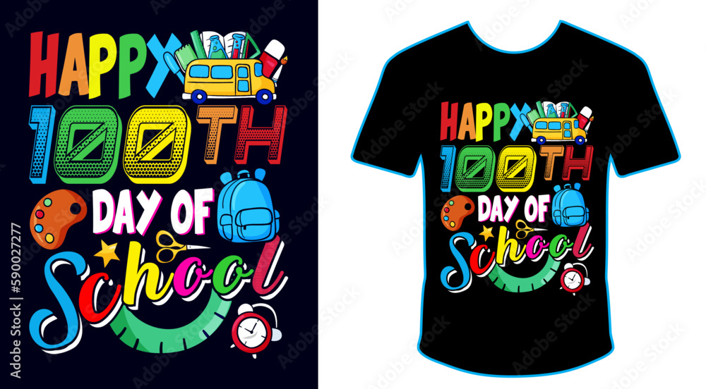 100 Magical Days Of School, Happy back to school day shirt print ...