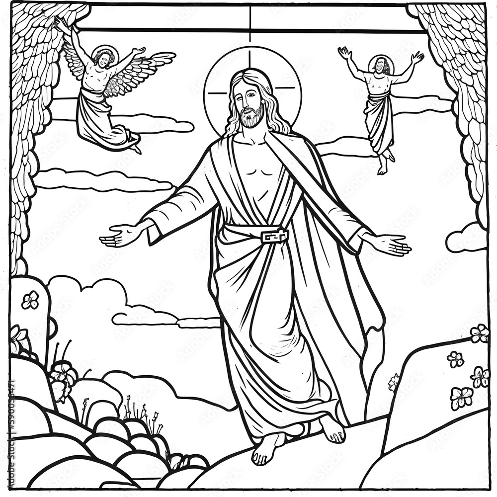 Jesus resurrected coloring page wallpaper ilustração do Stock | Adobe Stock