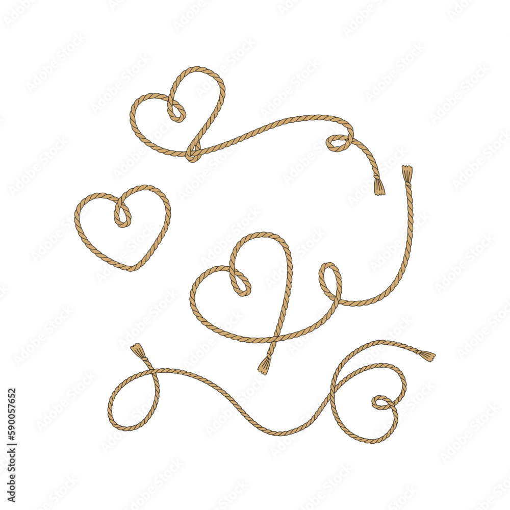 Valentines Day Wild west rodeo heart shape rope lasso vector ...