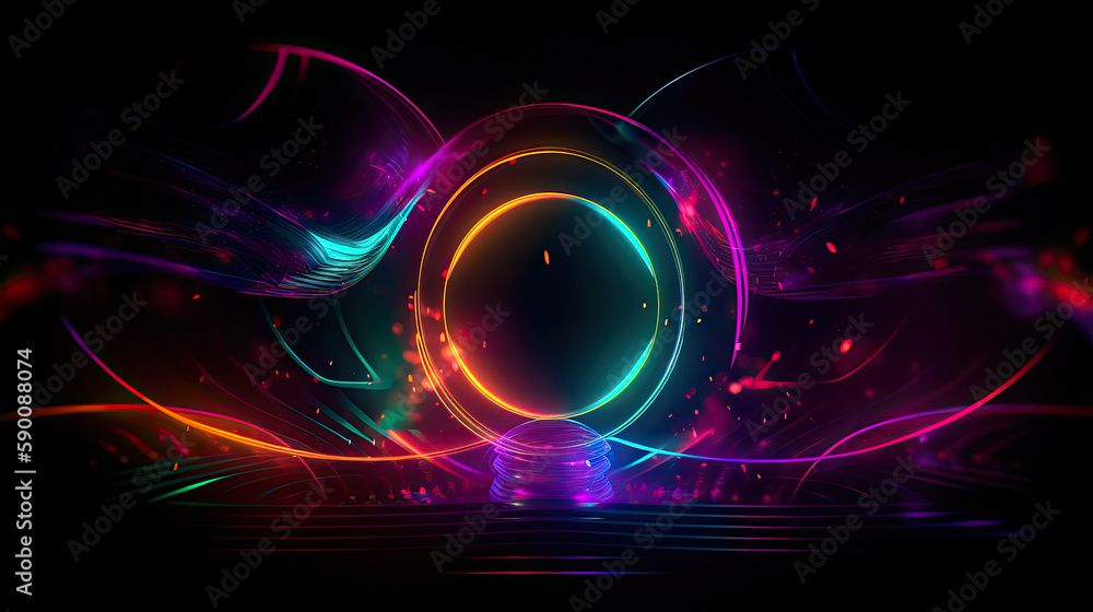 abstract futuristic neon background. Fantastic wallpaper. Generative AI ...