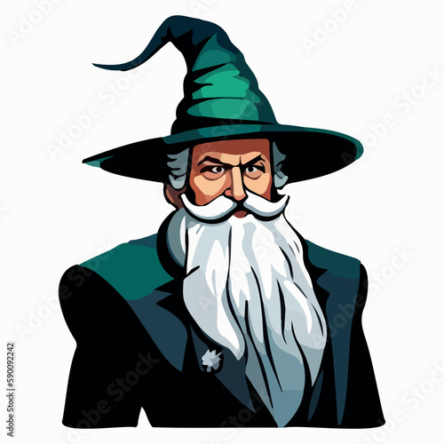 Wizard. Mysterious male magician in robe, vector cartoon characters ...