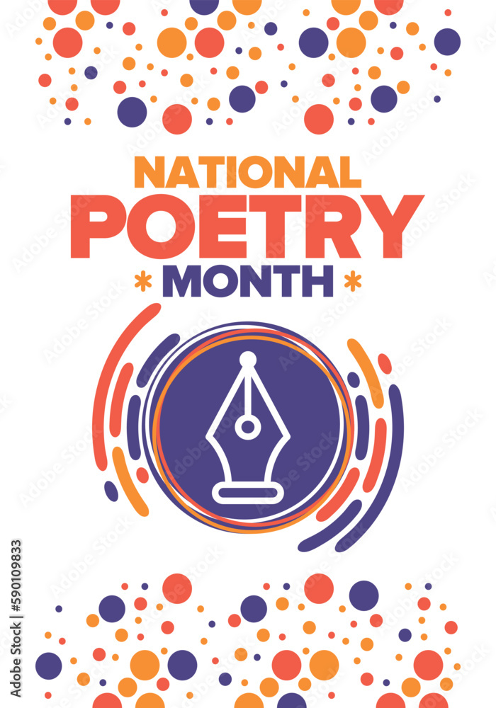 National Poetry Month in April. Poster with handwritten lettering ...