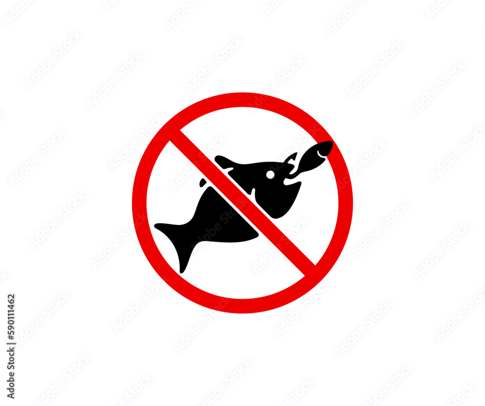 Vetor de Prohibition sign and symbol, fishing is not allowed here ...