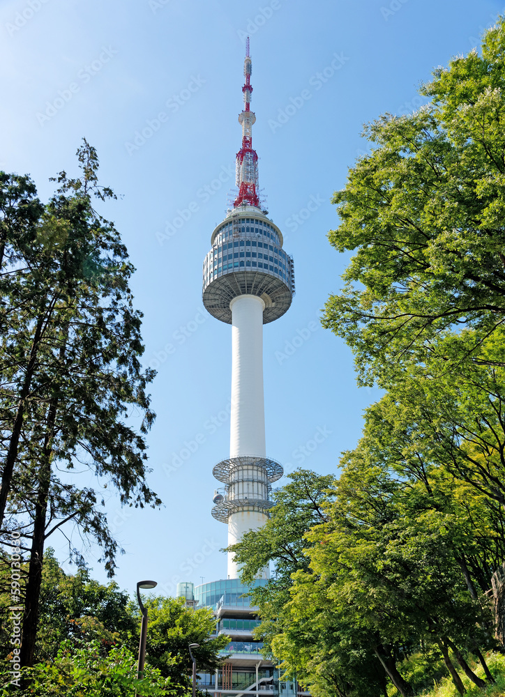 SEOUL, KOREA-SEPTEMBER 27, 2017:The YTN Seoul Tower known as the Namsan ...