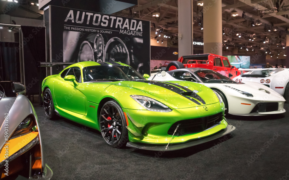 Toronto, Canada - 02 25 2023: Snakeskin Green Dodge Viper GTC ACR ...