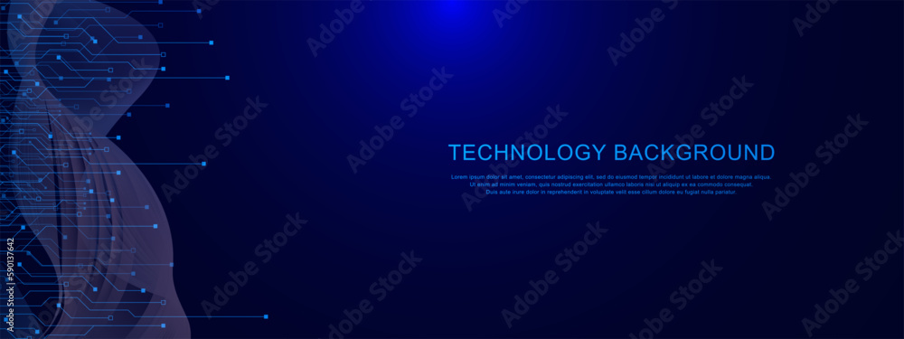Abstract technology circuit board background with wave flow. Computer ...