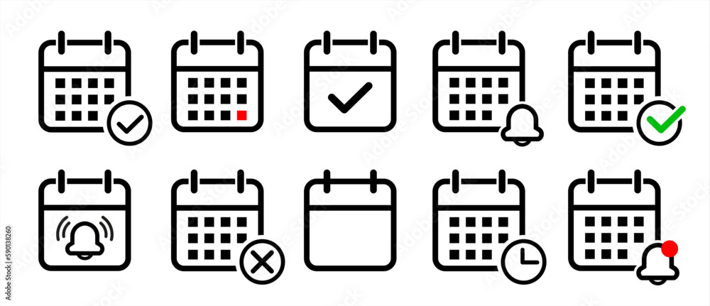 Callendar icon. Calendar planner icon collection. Reminder organizer ...