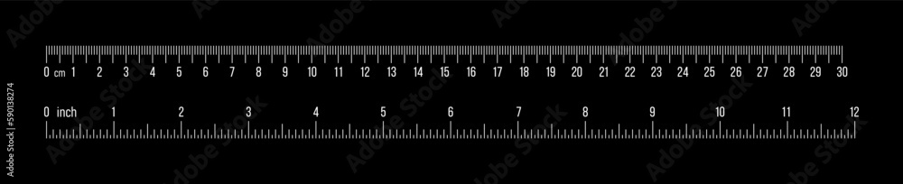 Marking rulers 30 cm, 12 inch.Ruler scale measure.Length measurement ...