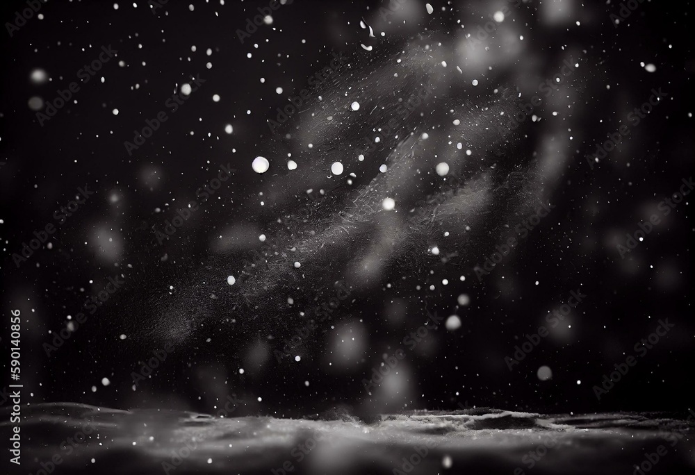 Heavy snowfall on black background with overlay effect, isolated ...