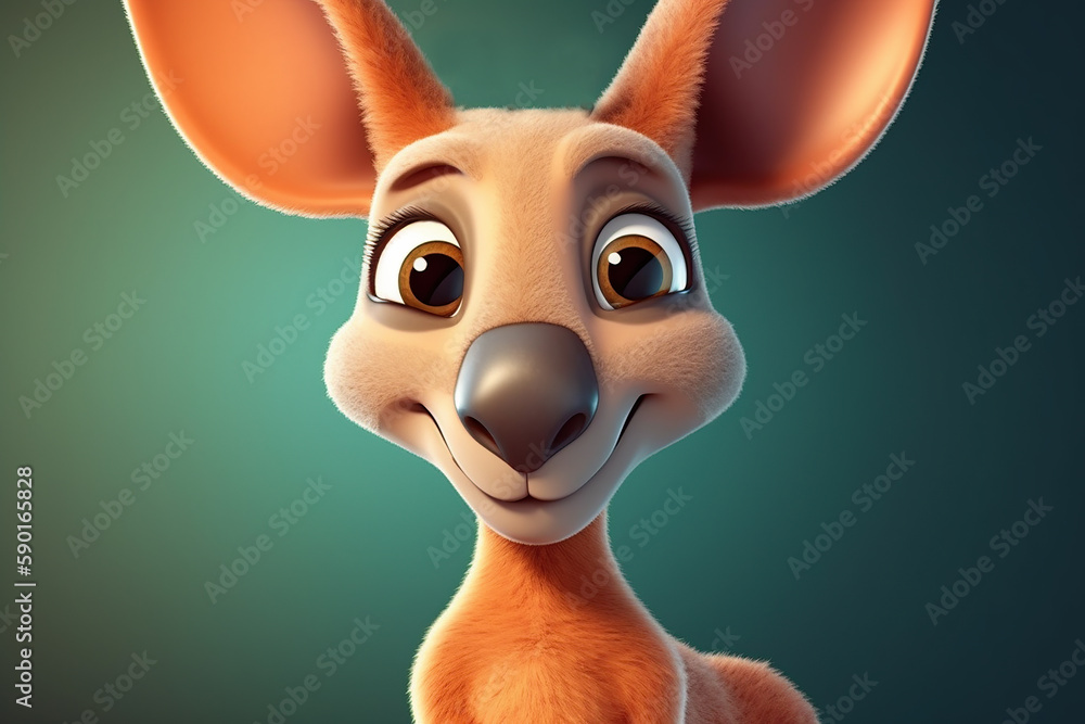 An amusing cartoon drawing of an Australian kangaroo smiling ...