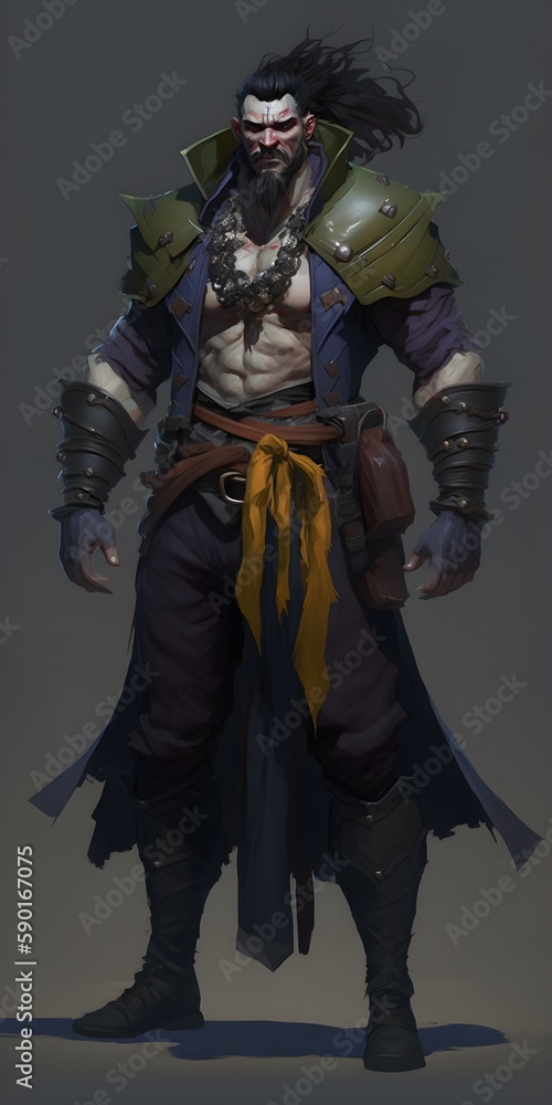 Dnd Fey Bandit male burly hulking dark colors wrapped hands full body ...