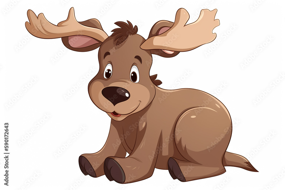 cute little moose cartoon character isolated on white background ...