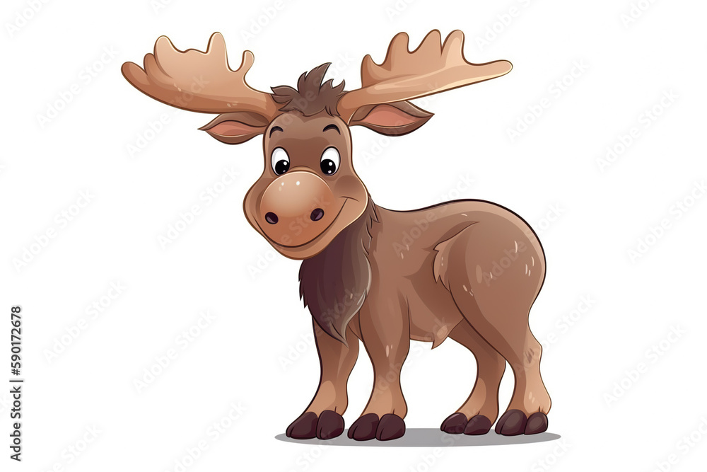 cute little moose cartoon character isolated on white background ...