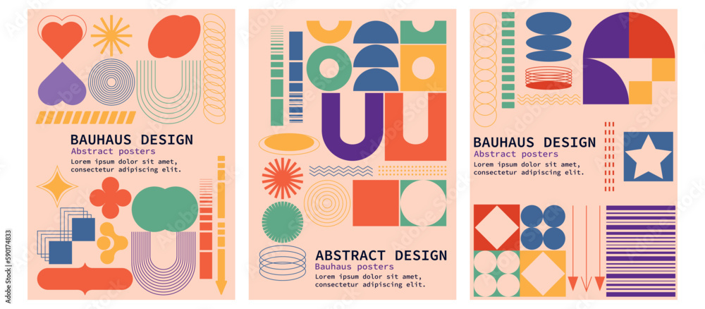 Set of abstract hippie, boho style posters for wall art, postcards ...