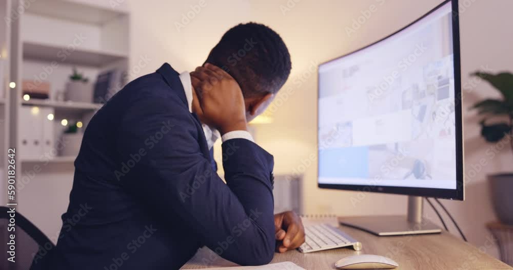 Video „Office problem, neck pain or business black man with medical ...