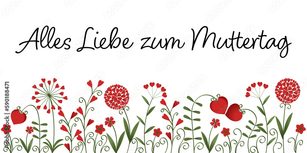 Vetor do Stock: Alles Liebe zum Muttertag, Text in deutsch ...