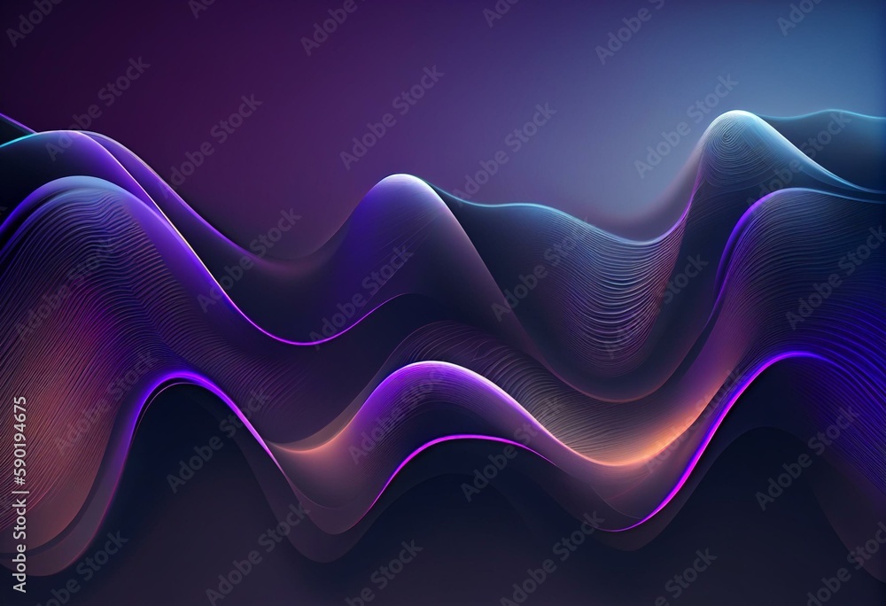 Futuristic gradient background with wavy lines - horizontal banner ...