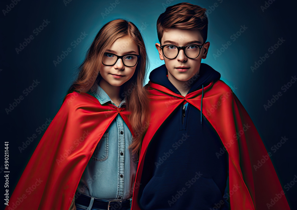 Smart Students at the top of their class. Boys and Girls wearing a cape ...