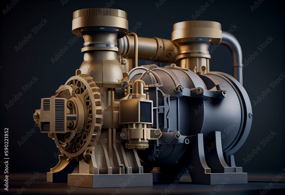 3D image of pump with multiple stages and high pressure. Generative AI ...