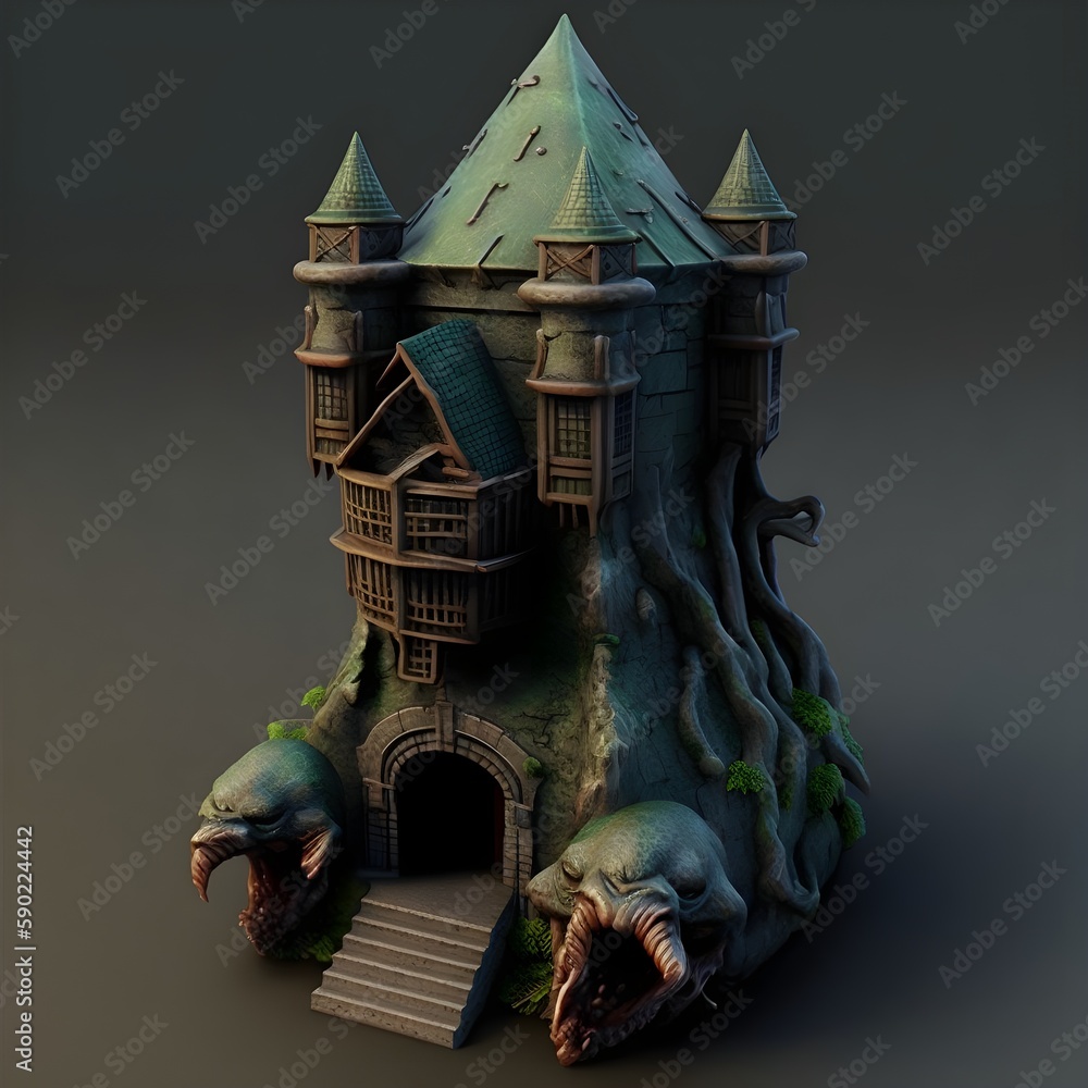 fortresslike structure isometric combat structure concept art for video ...