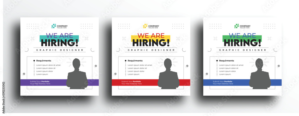 Clean and simple hiring sqaure banner social media post design with ...