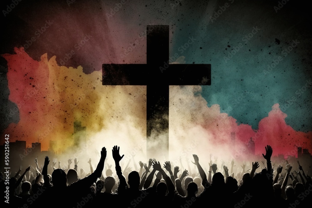 Church worship concept. christian worship with raised hands, created ...