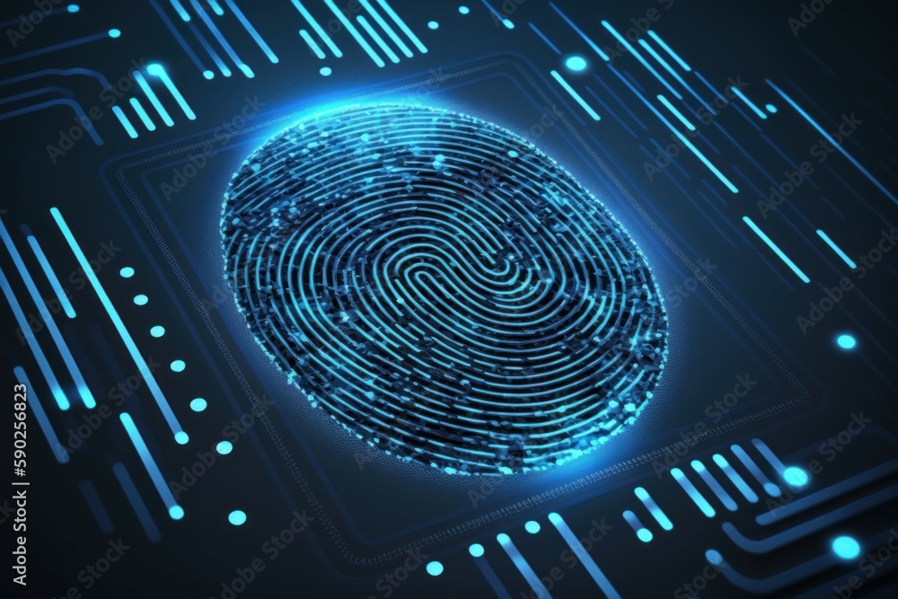 Digital biometri, security identify by fingerprint concept. Scanning ...