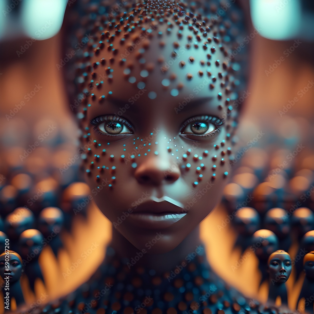 From A Texture Of 1000s Of Tiny Humanoids Female Use Negative Spaces To