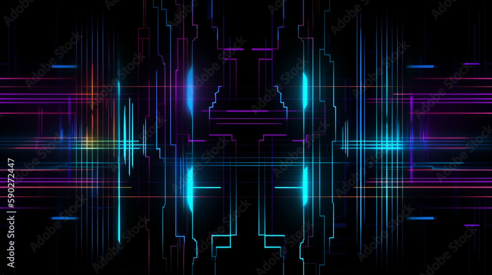 Futuristic neon glitch background. Glitched nightlife tech lines street ...