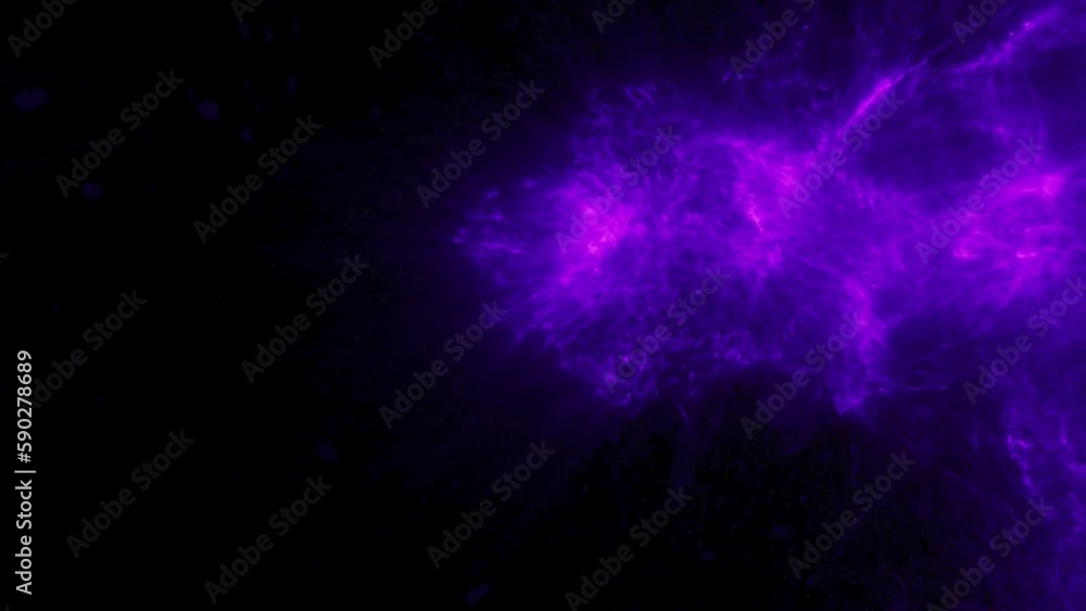 Full-color animation of tiny particles moving on a black and green ...