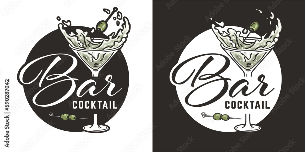 Martini vector with olives and splashes for alcohol cocktail bar or ...