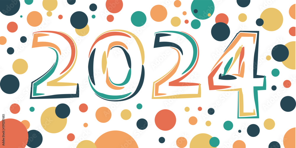 2024 with bubble full color background design Stock Vector | Adobe Stock
