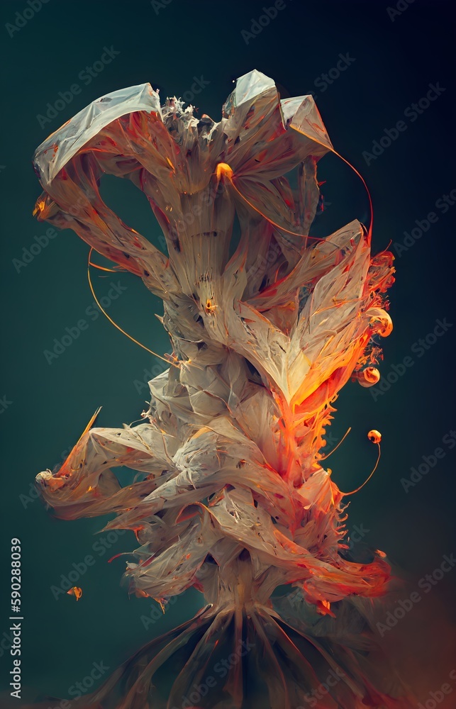 green and orange and white whirling dancing cordyceps conquering territory78765 a fire tornado ...