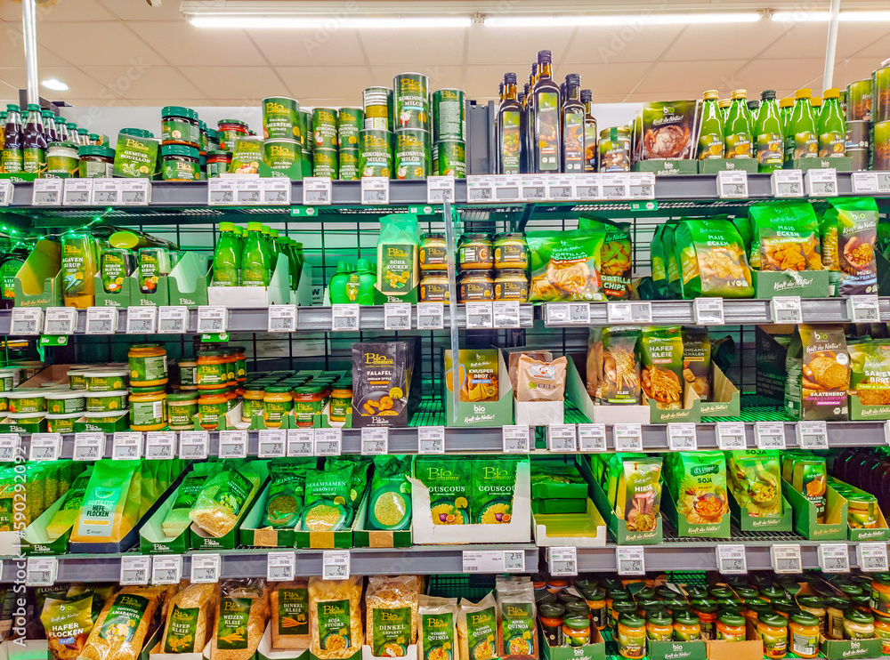 Shelf with healthy food Stock Photo | Adobe Stock