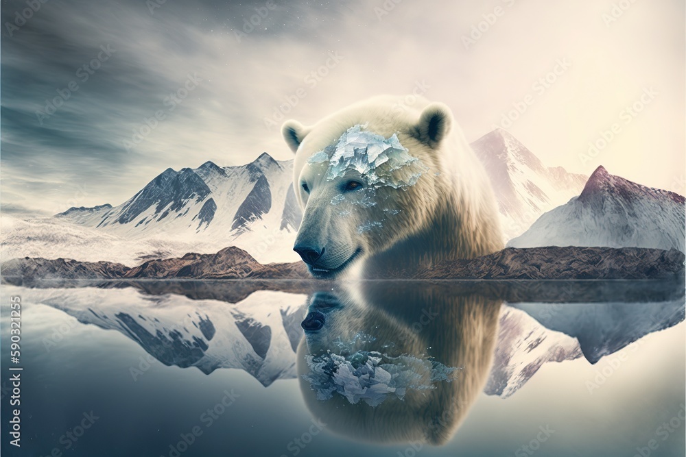 image shown by polar bear suffer due to melting ice caused by the ...