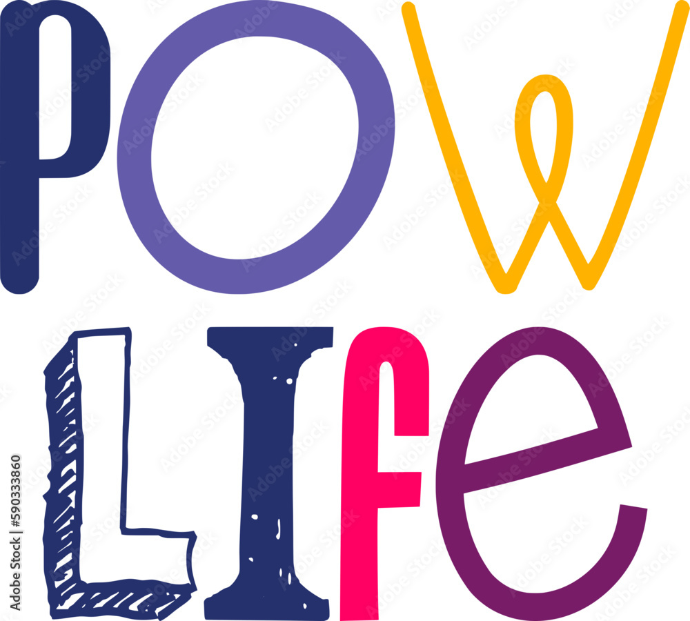 Pow Life Typography Illustration for Presentation , Social Media Post, Infographic, Brochure ...